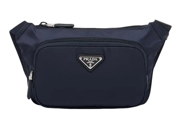 Prada Re-nylon And Saffiano Leather Shoulder Bag - Navy Blue