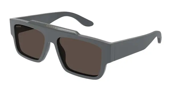 Gucci Rectangle Frame Sunglasses - Charcoal Grey/brown (gg1460s/003