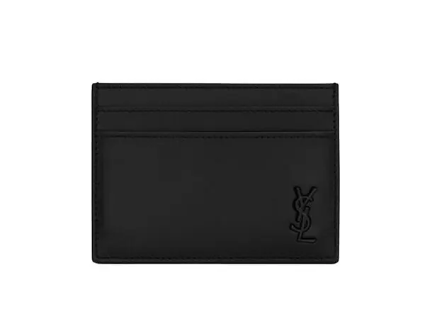 Saint Laurent Tiny Cassandre Card Case Black Logo - Matte Black