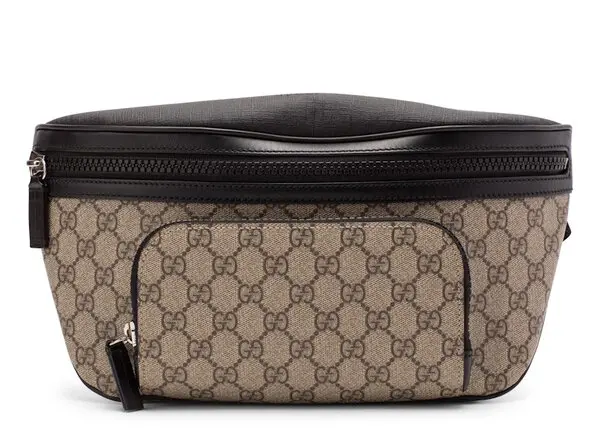 Gucci Front Pocket Belt Bag Gg Supreme - Black/beige