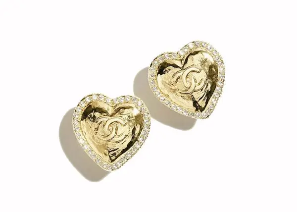 Chanel Puces D'oreilles Stud Earrings - Gold/crystal (abd072 B16157 Nw375)
