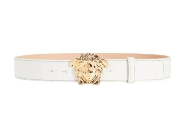 Versace La Medusa Leather Belt - White/gold