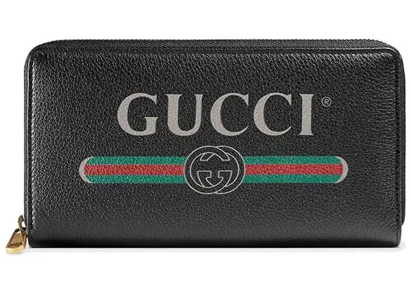 Gucci Print Zip Around Wallet - Black