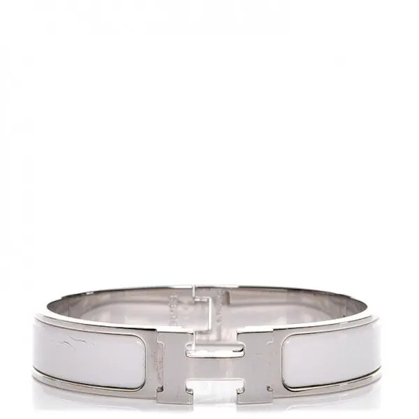 Hermès Bracelet Narrow Clic Clac H Enamel Pm - Blanc White