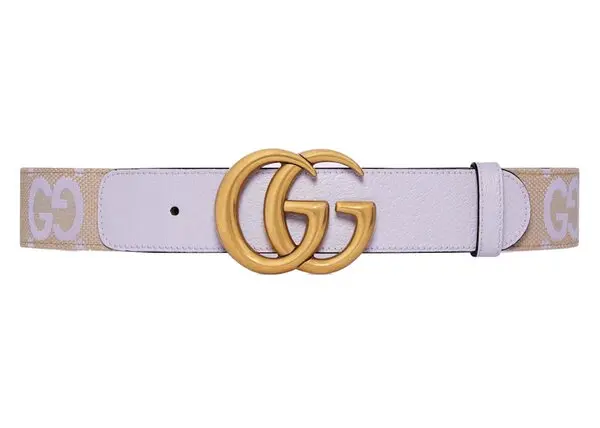 Gucci Gg Marmont Jumbo Gg Belt - Beige/lilac