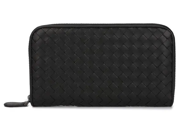 Bottega Veneta Intrecciato Weave Ziparound Wallet - Black