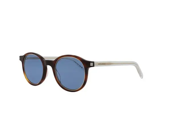 Saint Laurent Round Oval Sunglasses - Havana/crystal/blue (sl521rim