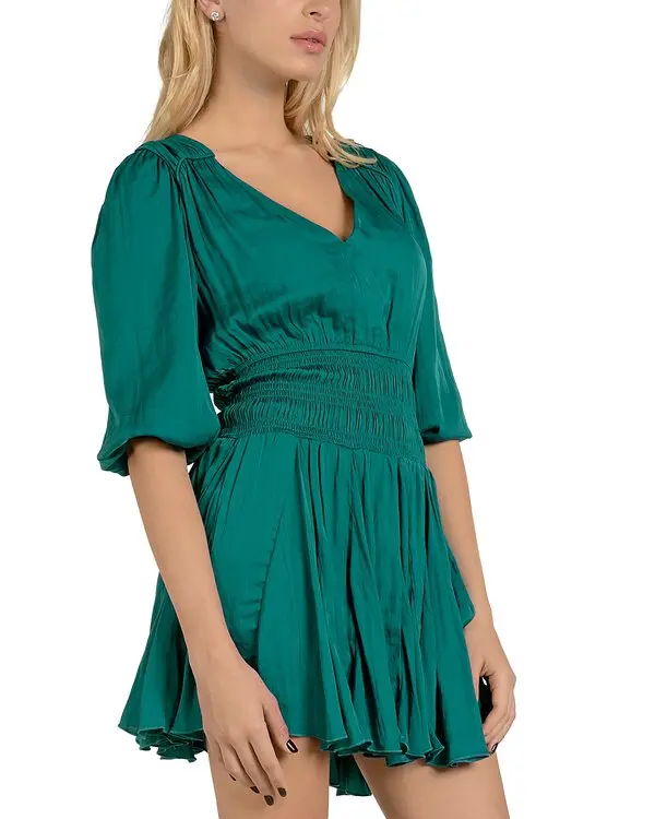 Elan Elbow Sleeve Smocked Mini Dress