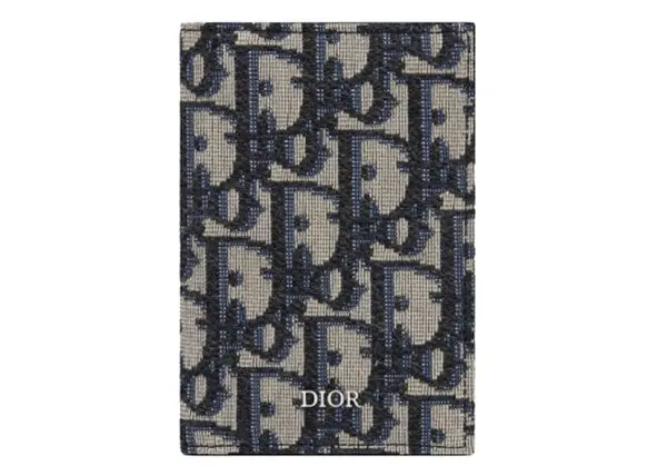 Dior Card Holder Bifold Oblique Jacquard - Beige/black