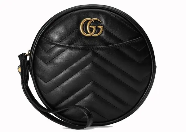 Gucci Gg Marmont Wrist Wallet Round Matelasse - Black