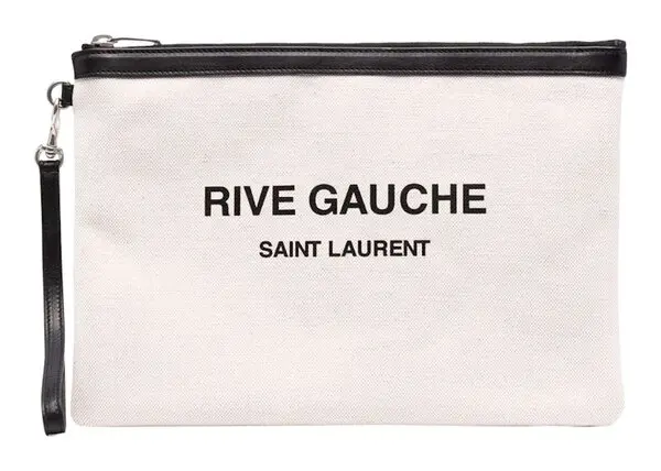 Saint Laurent Rive Gauche Zipped Pouch - Off White/black