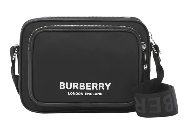 Burberry Logo Print Nylon Crossbody Bag - Black