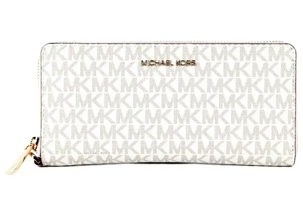 Michael Kors Jet Set Continental Wristlet Wallet Large - Vanilla/powder Blush