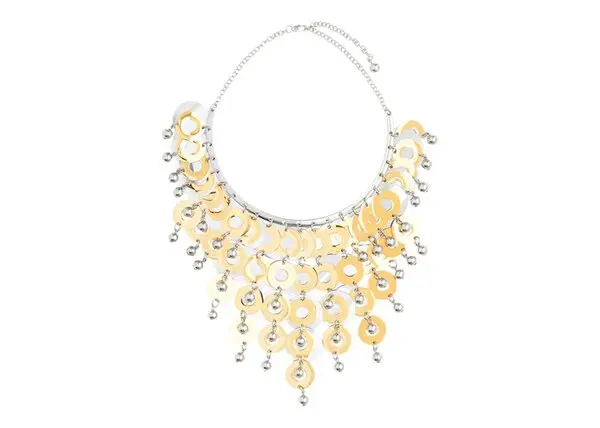 Rabanne Short Necklace Embellished With Beaded Discs - Silver/gold