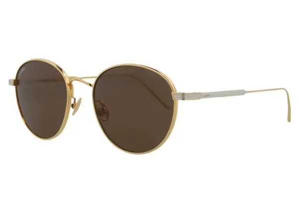 CARTIER Round Frame Sunglasses - Gold/brown (ct0009s