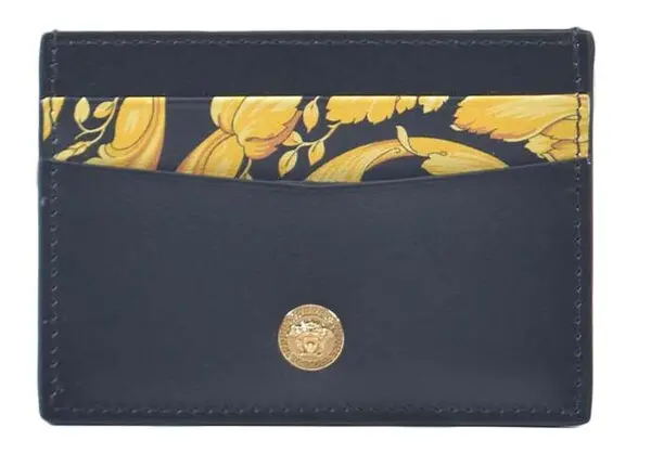 Versace Barocco Print La Medusa Card Holder - Black/gold