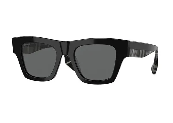 Burberry Ernest Square Frame Sunglasses - Black Charcoal Check (40823061)