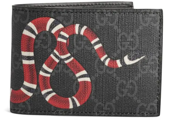 Gucci Bifold Wallet Gg Supreme Kingsnake - Black