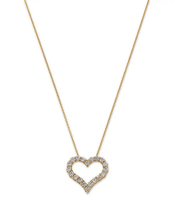 Bloomingdale'S Diamond Open Heart Pendant Necklace, 0.50 Tcw - Gold