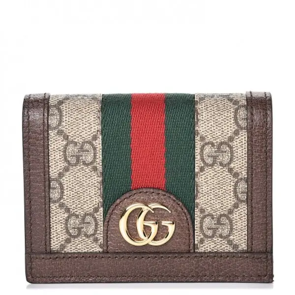 Gucci Ophidia Card Case Monogram Gg Supreme Web - Brown