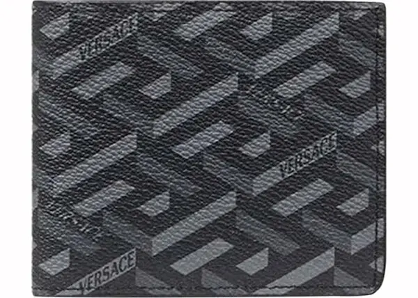 Versace La Greca Signature Wallet - Black/grey
