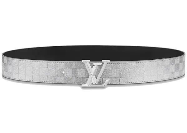 LOUIS VUITTON Pyramide Glitter 40mm Reversible Belt - Silver/black
