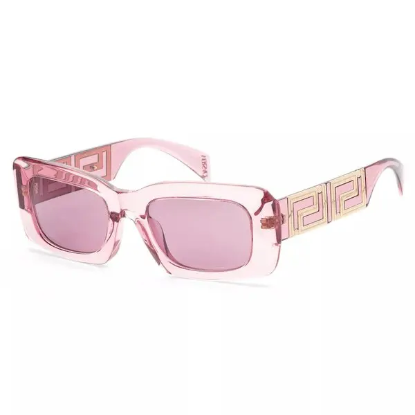 Versace Rectangle Full Rim Sunglasses - Transparent Pink/violet Internal Mirror (ve4444u/5355ak)