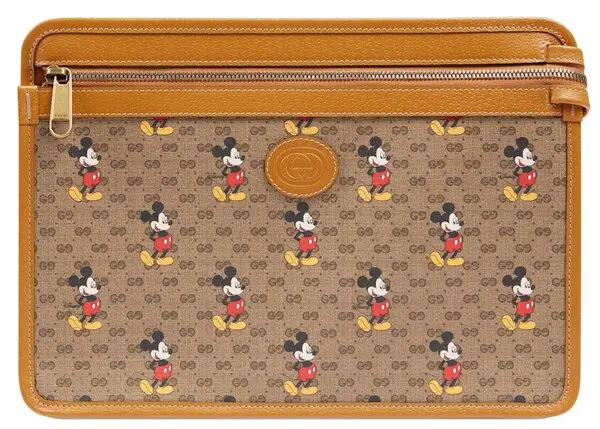 Gucci X Disney Mini Gg Supreme Mickey Mouse Pouch - Beige