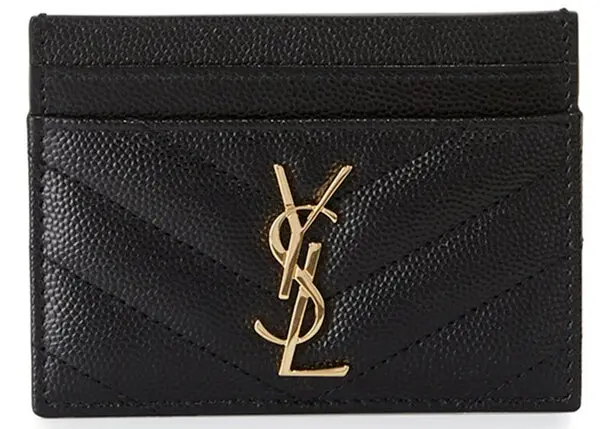 Saint Laurent Cassandre Matelasse Card Case Grain De Poudre - Black