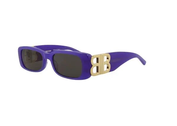 Balenciaga Square Rectangle Sunglasses - Violet/gold/grey (bb0096s