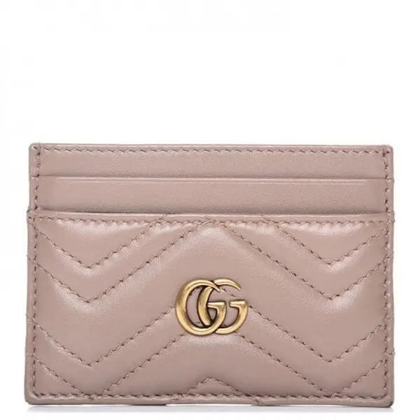 Gucci Gg Marmont Card Case Matelasse - Dusty Pink