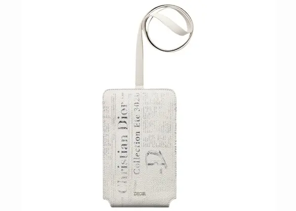 Dior X Daniel Arsham Phone Holder Newspaper Print Grained Calfskin - White
