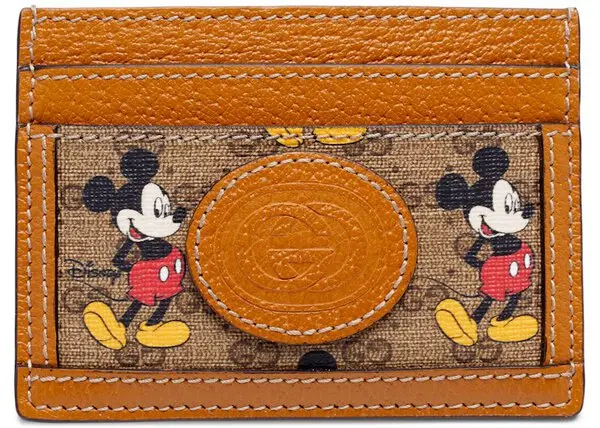 Gucci X Disney Card Case Mini Gg Supreme Mickey Mouse - Beige