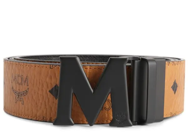Mcm Claus Reversible Belt - Cognac