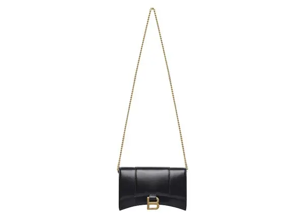 Balenciaga Hourglass Wallet On Chain - Black