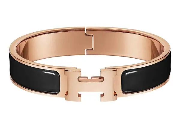 Hermès Clic H Bracelet Pm Rose Goldtone - Black