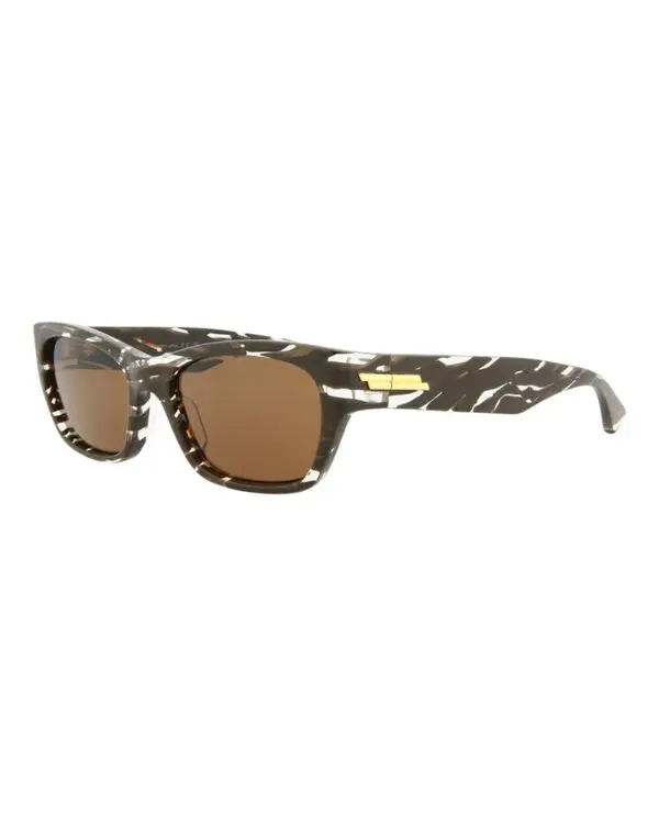 Bottega Veneta Square Rectangle Sunglasses - Brown/brown (bv1143s
