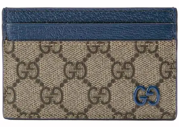 Gucci Gg Supreme Card Holder - Blue/beige