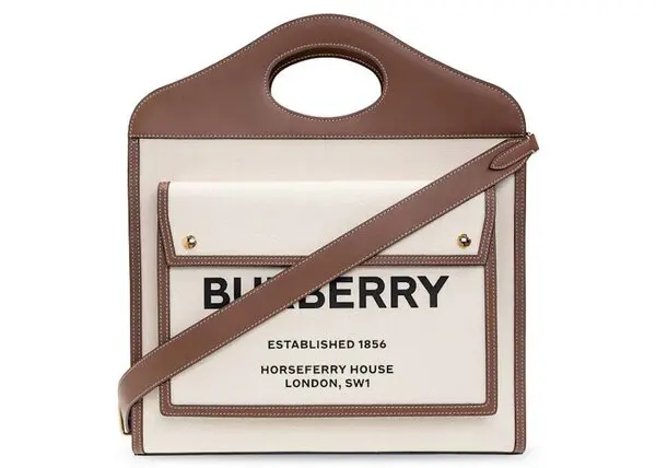 Burberry Medium Two-tone Canvas And Leather Pocket Bag