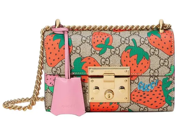 Gucci Padlock Shoulder Bag Gg Strawberry