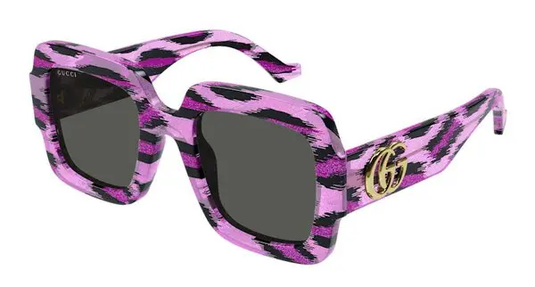 Gucci Oversized Square Frame Sunglasses - Fuchsia Leopard/grey (gg1547s/003