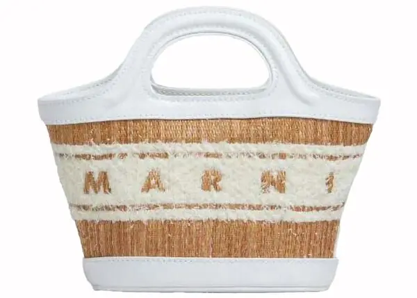 Marni Leather And Raffia Effect Microbag - White