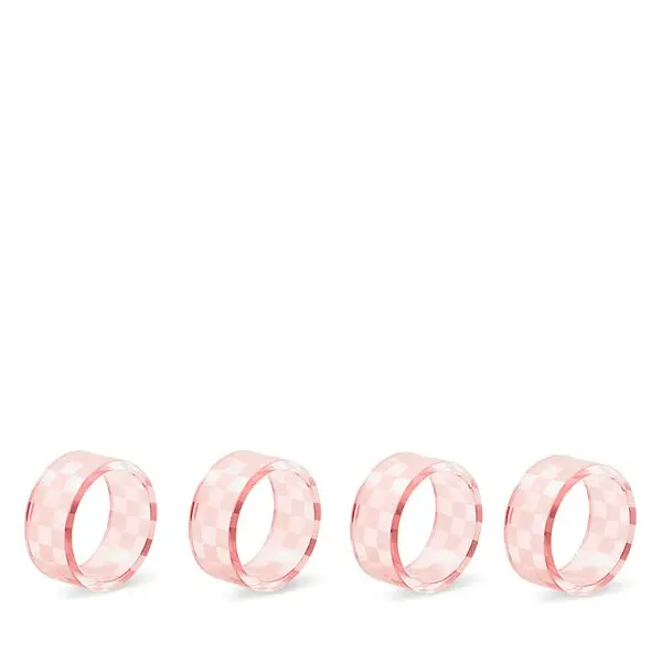 MACKENZIE-CHILDS Pink Check Napkin Rings, Set Of 4 - No Color