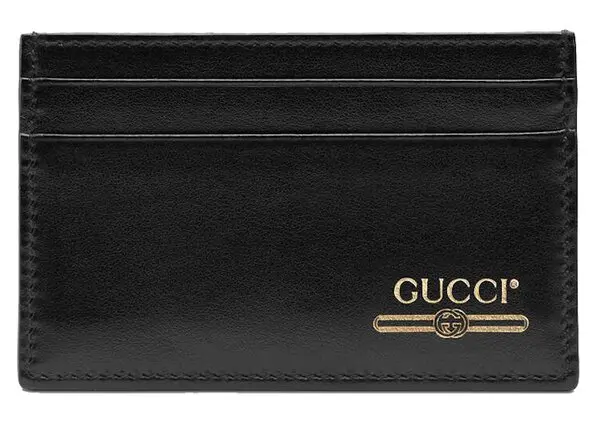 Gucci Leather Card Case With Logo - Black