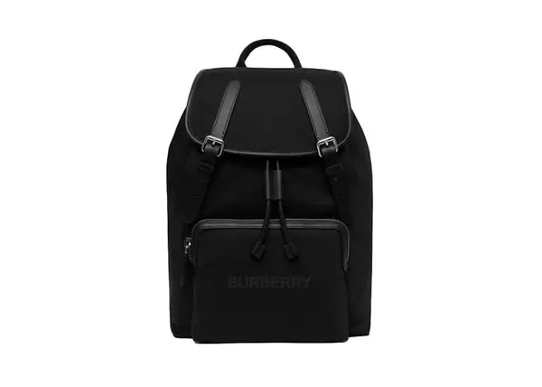 Burberry Double Buckle Logo Print Backpack