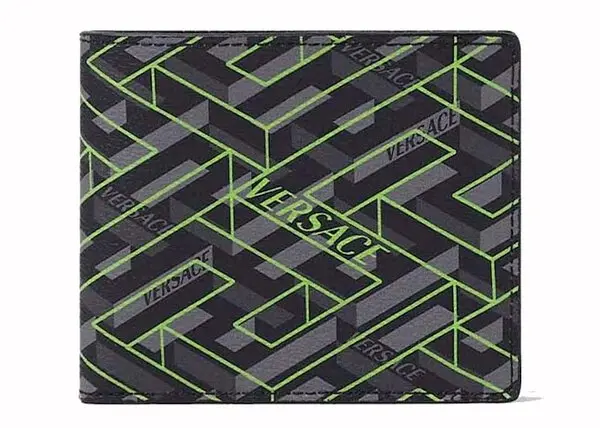 Versace La Greca Wallet - Black/grey/green