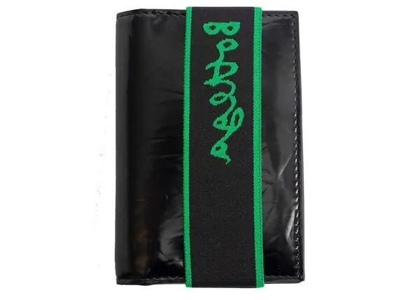 Bottega Veneta Elastic Band Bifold Card Case - Black/green
