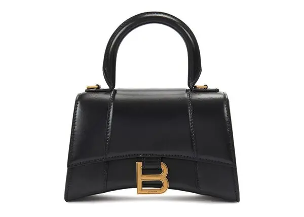 Balenciaga Hourglass Top Handle Xs - Black