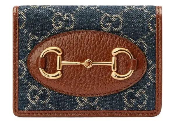 Gucci Horsebit 1955 Card Case - Blue/ivory