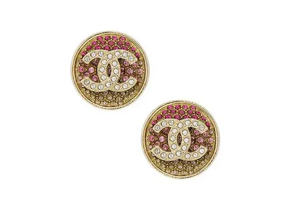 Chanel Round Cc Logo Earrings - Pink (aba407)